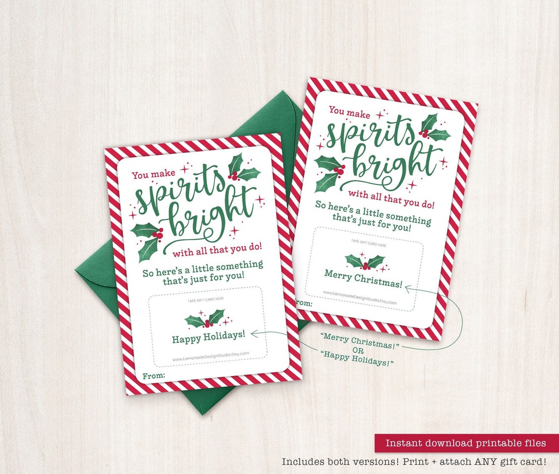 PRINTABLE Holiday Gift Card Holder Christmas Gift for Teacher - Etsy