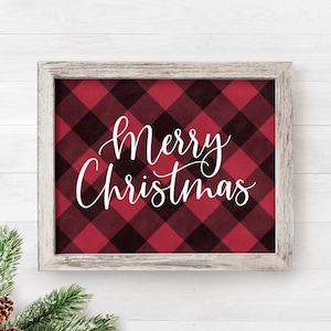 PRINTABLE Buffalo Plaid Christmas Decor Merry Christmas Sign Holiday ...
