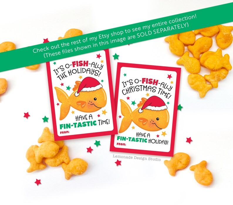 We FISH You a Merry Christmas Snack Tag Printable Goldfish Crackers ...