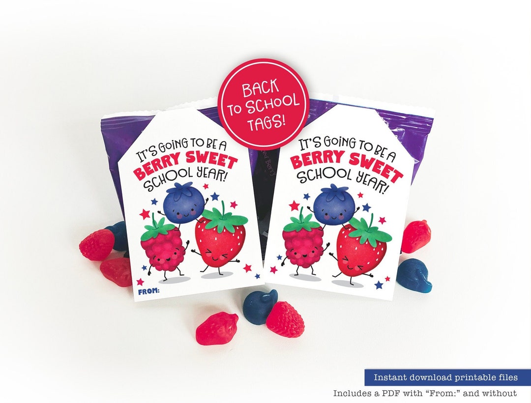 Printable First Day of School Classroom Treat Tag Berry Fruit Snacks ...
