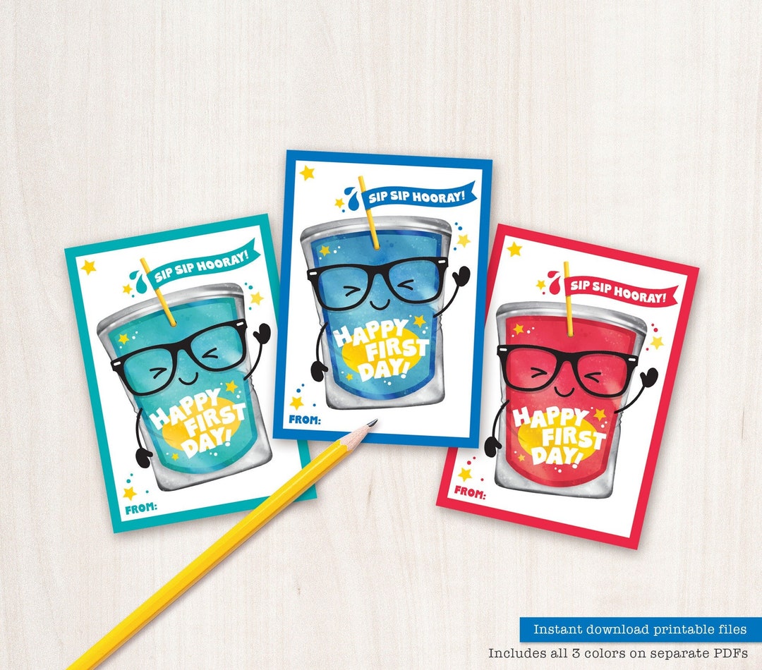 Juice Pouch Tags Happy First Day of School Printable Treat Tags Back to ...