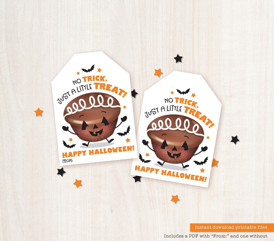 Printable Halloween Tags Trick or Treat Bag Chocolate Cupcake Tags ...