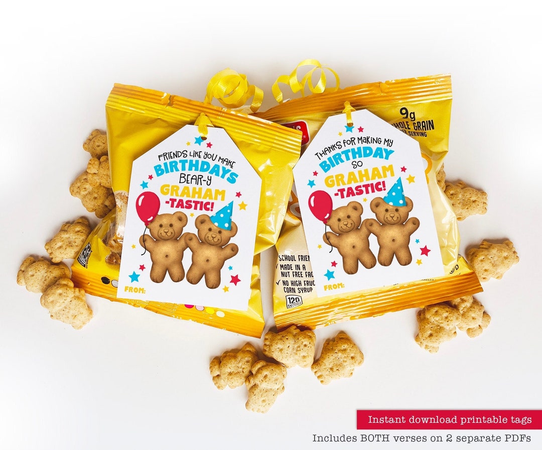 Printable Classroom Birthday Treat Tag Teddy Bear Grahams Treat Bag Tag ...