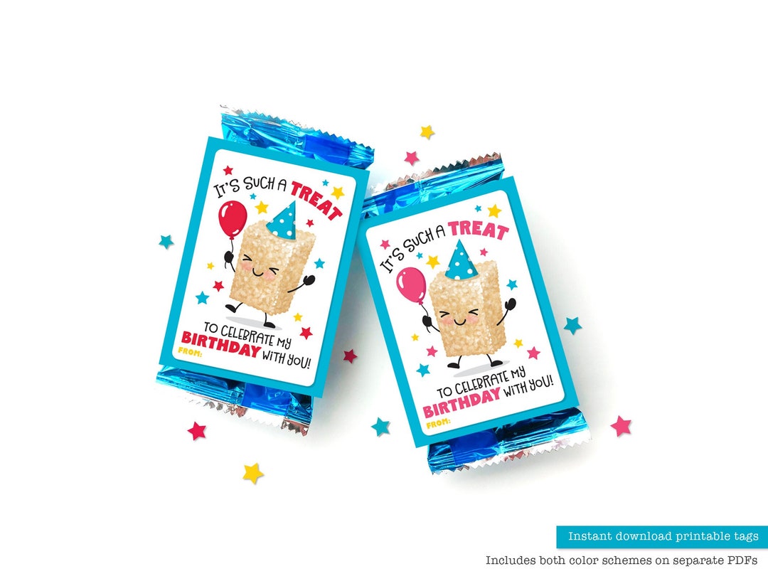 Printable Birthday Treat Tag for Crispy Rice Treats Classroom Birthday ...