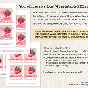 PRINTABLE Strawberry Valentine's Day Cards for Students or Teachers ...
