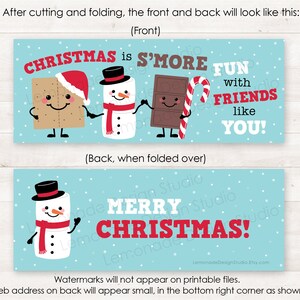 PRINTABLE Christmas Favor Tags, Christmas Treat Tags, Christmas Smores ...