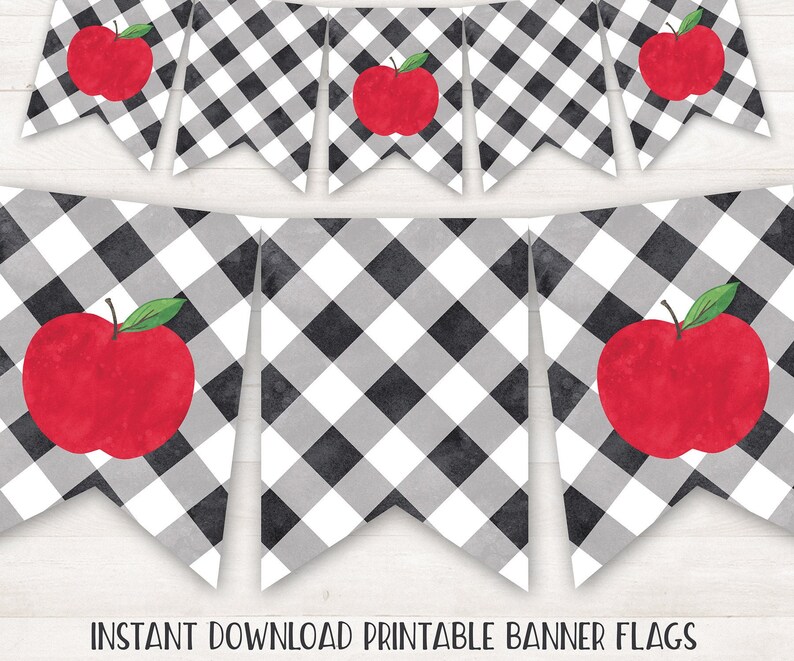 PRINTABLE Apple Banner Buffalo Plaid Banner Apple Decor - Etsy