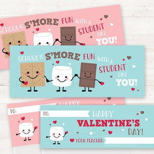 PRINTABLE Teacher Classroom Valentines, Smores Valentine Treat Bag ...
