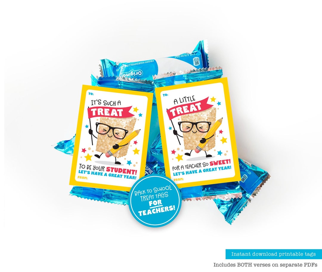 Back to School Printable Treat Tag FOR TEACHERS From Students Teacher ...