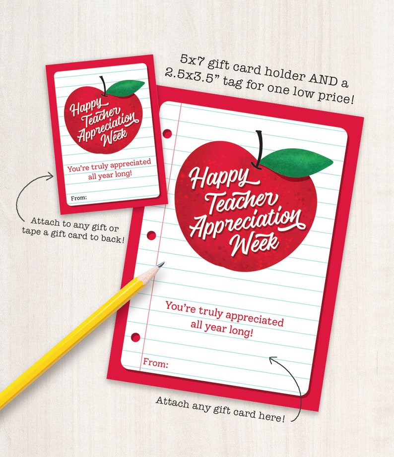 Happy Teacher Appreciation Week Gift Printable Thank You Gift Card ...
