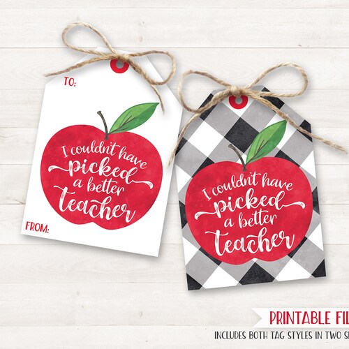Apple Gift Tag for Teacher / Teacher Appreciation Printable - Etsy