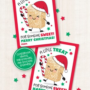 Printable Christmas Treat Tag for Crispy Rice Treats Classroom Holiday ...