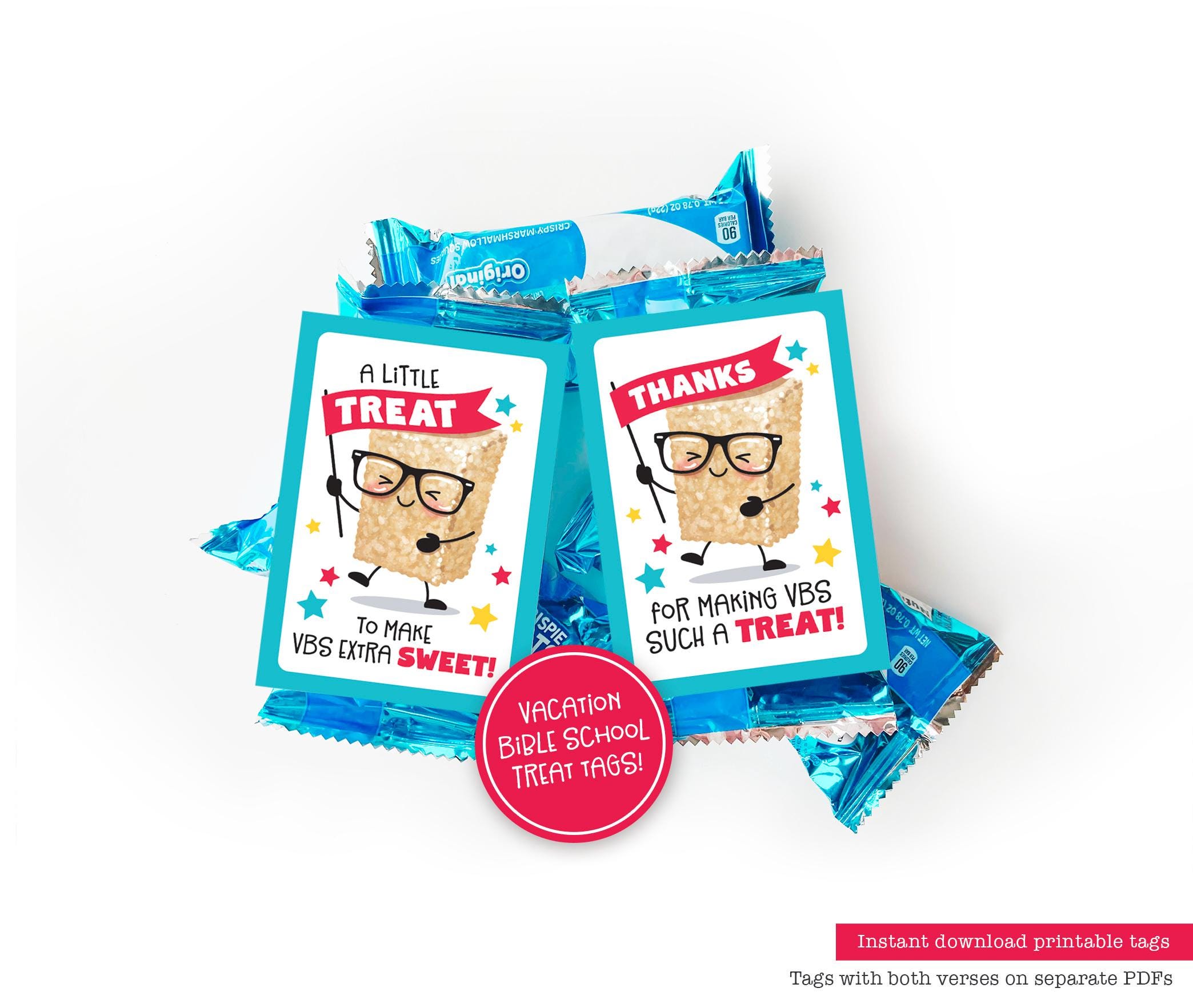 Printable VBS Rice Crispy Treat Tag Summer Vacation Bible School Card ...