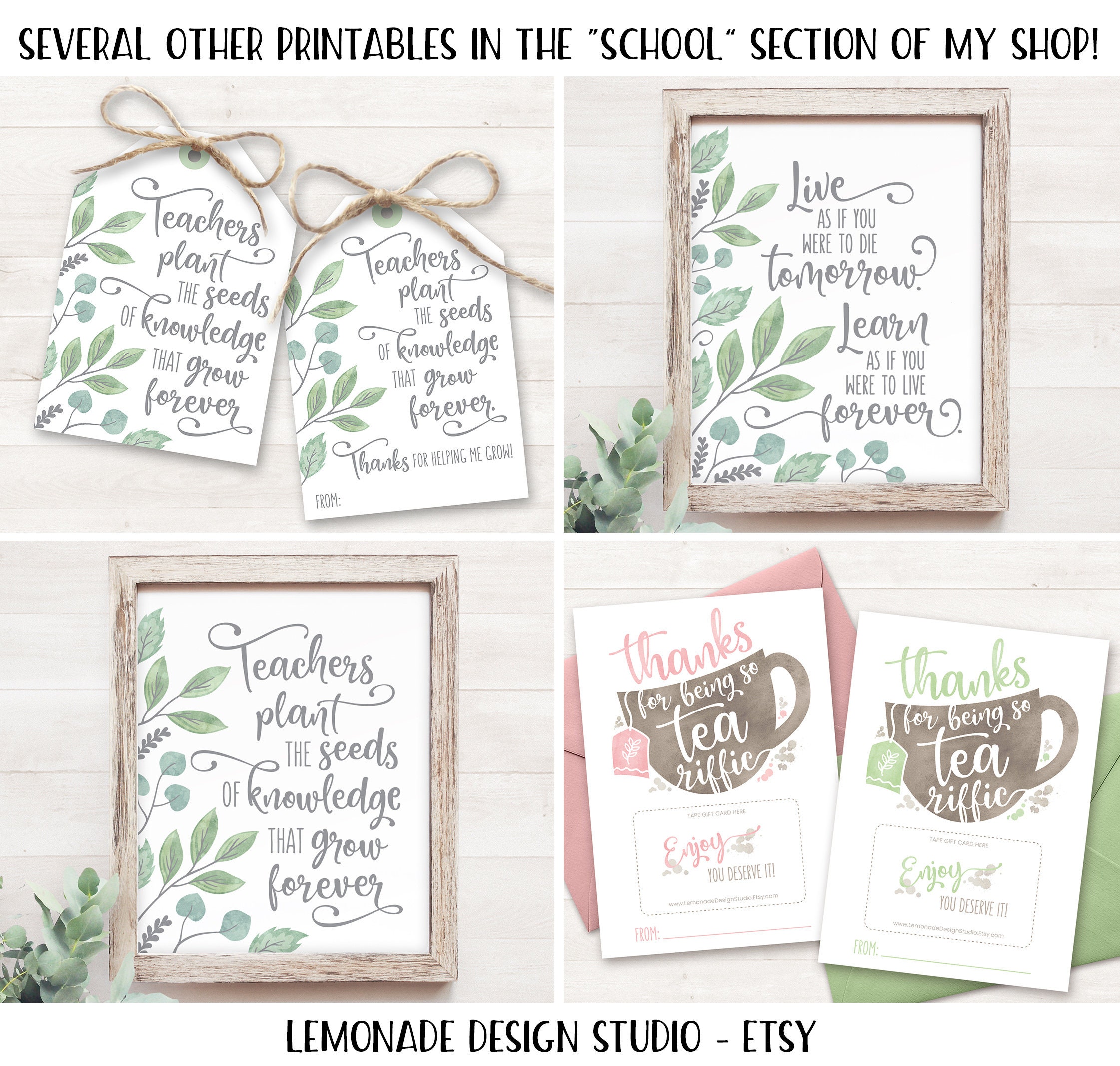 Back to School Teacher Gift Tags, School Printable Teacher Gift Coffee ...