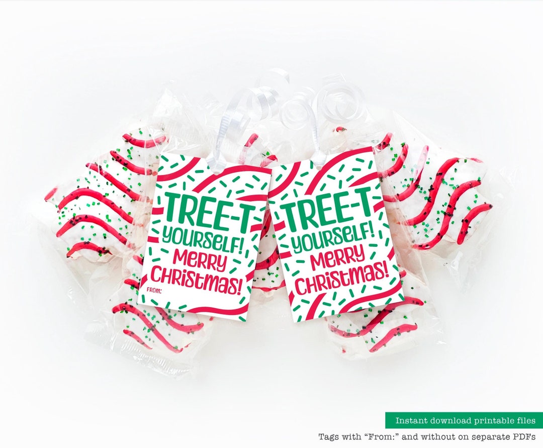 Printable Christmas Tree Cake Treat Tag Classroom Christmas Tree Snack ...