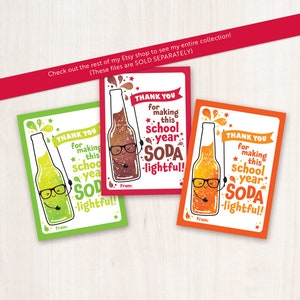 Printable Thank You Soda Tags Soda-lightful Tags Teacher Gift From ...