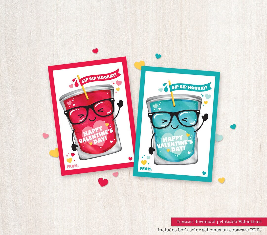 Printable Classroom Valentines for Kids Juice Pouch Tags Valentine ...