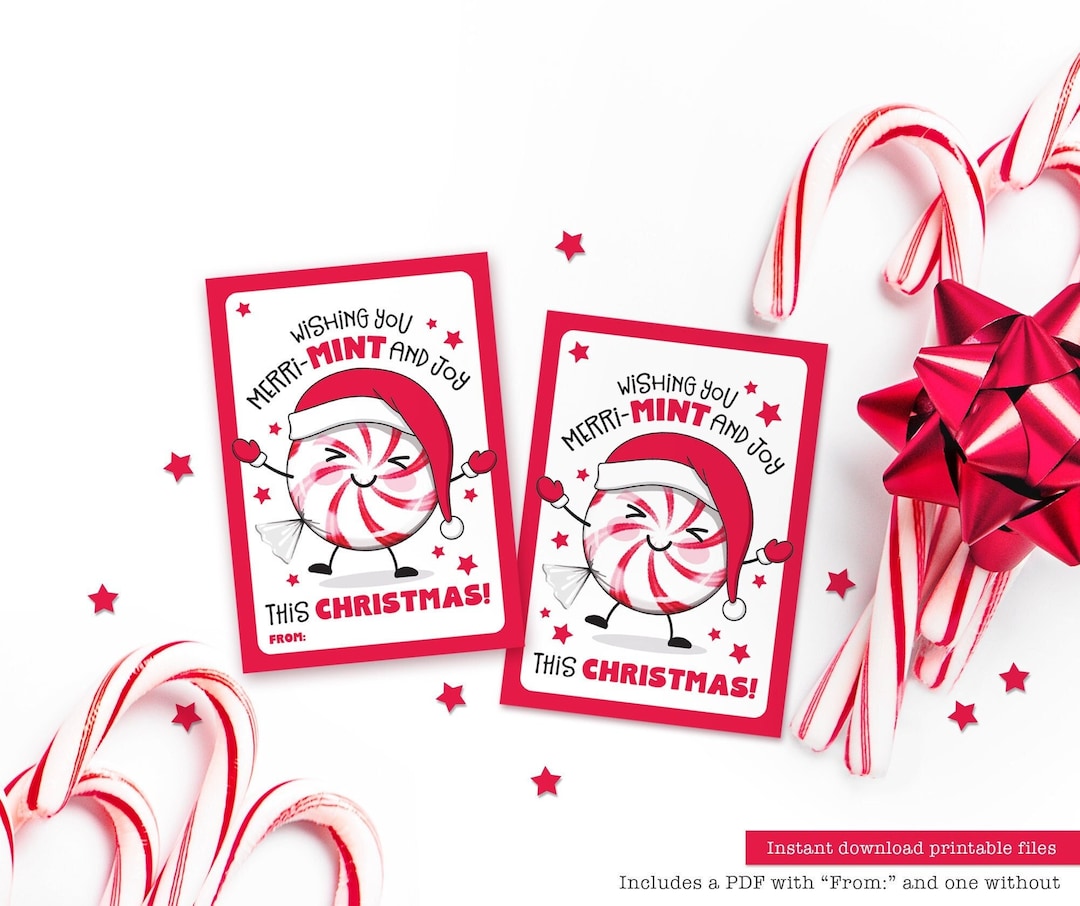 Printable Peppermint Christmas Treat Tags Hot Cocoa Candy Canes School ...