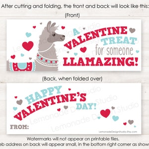 PRINTABLE Kids Valentines Printable Valentine Treat Bag Toppers Llama ...