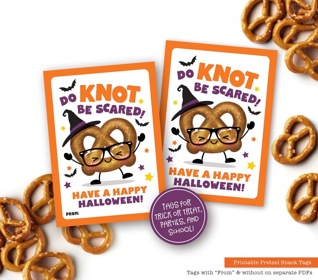 Printable Halloween Pretzel Treat Tags: Trick or Treat Favors (digital ...
