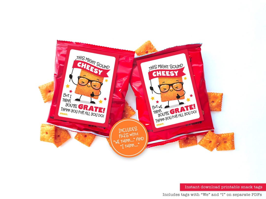 Printable Thank You Cheese Cracker Snack Tag Sound Cheesy but Think ...