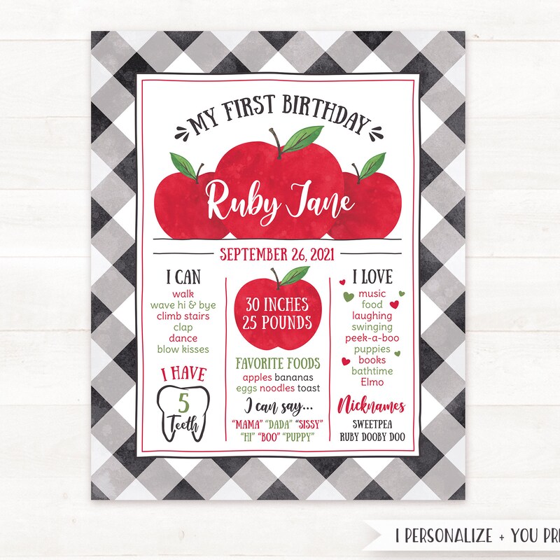 Apple First Birthday - Etsy