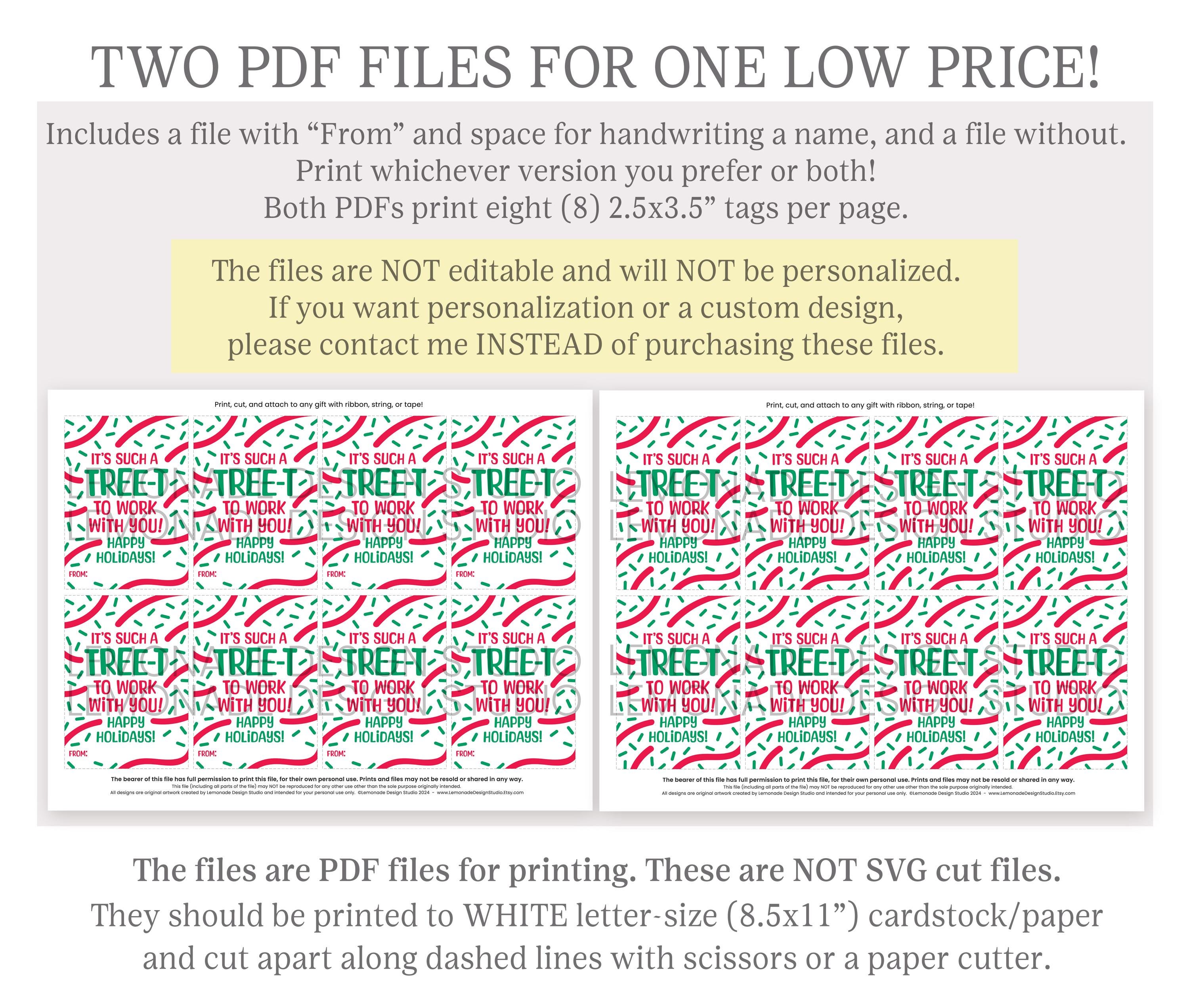 Christmas Tree Cake Printable Treat Tag for Coworkers Holiday Little ...