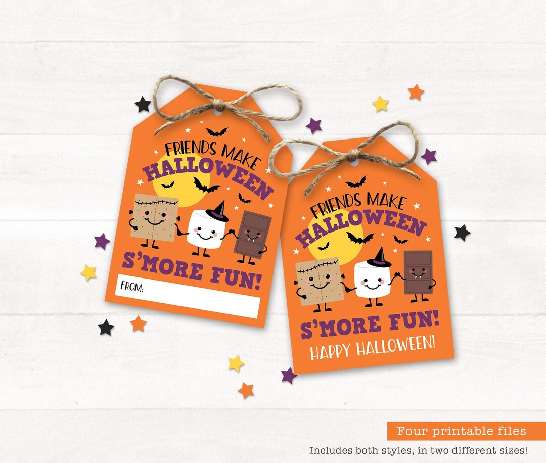 PRINTABLE Halloween Smore Tags Halloween Tags Smores Treat Bag Tags S ...