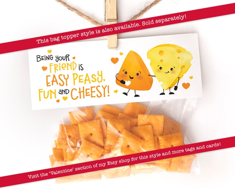 Kids Valentine Tags Printable Cards Cheese Valentine Tags - Etsy