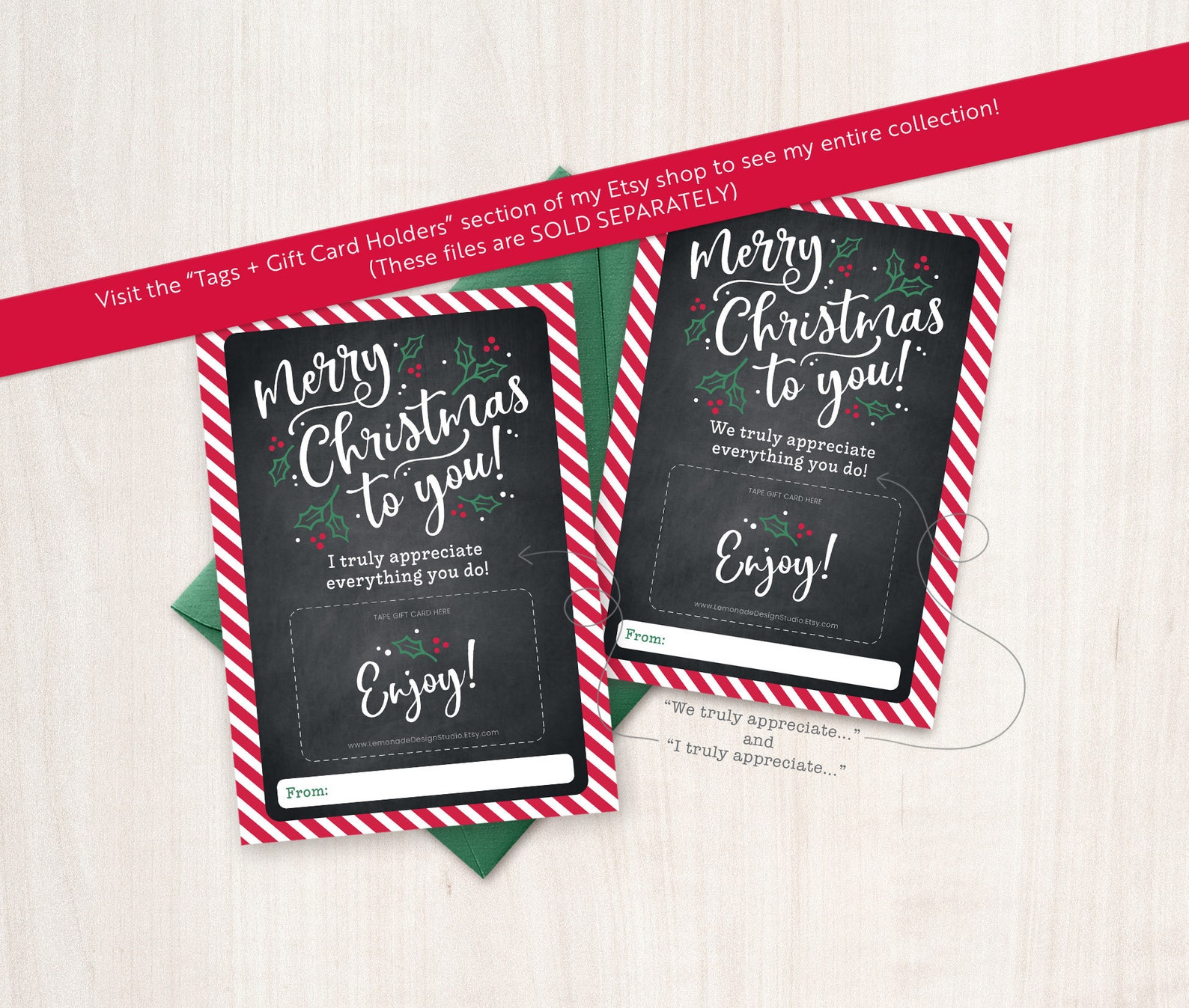 PRINTABLE Holiday Gift Card Holder Christmas Gift for Teacher - Etsy