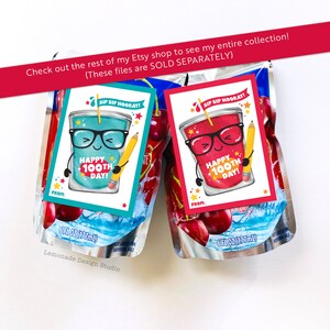 Printable 100th Day of School Tags for Students Snack Tag Classroom ...