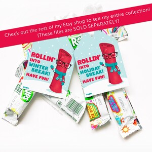 Printable Merry Christmas Fruit Roll up Tags Classroom Treat Bag Happy ...