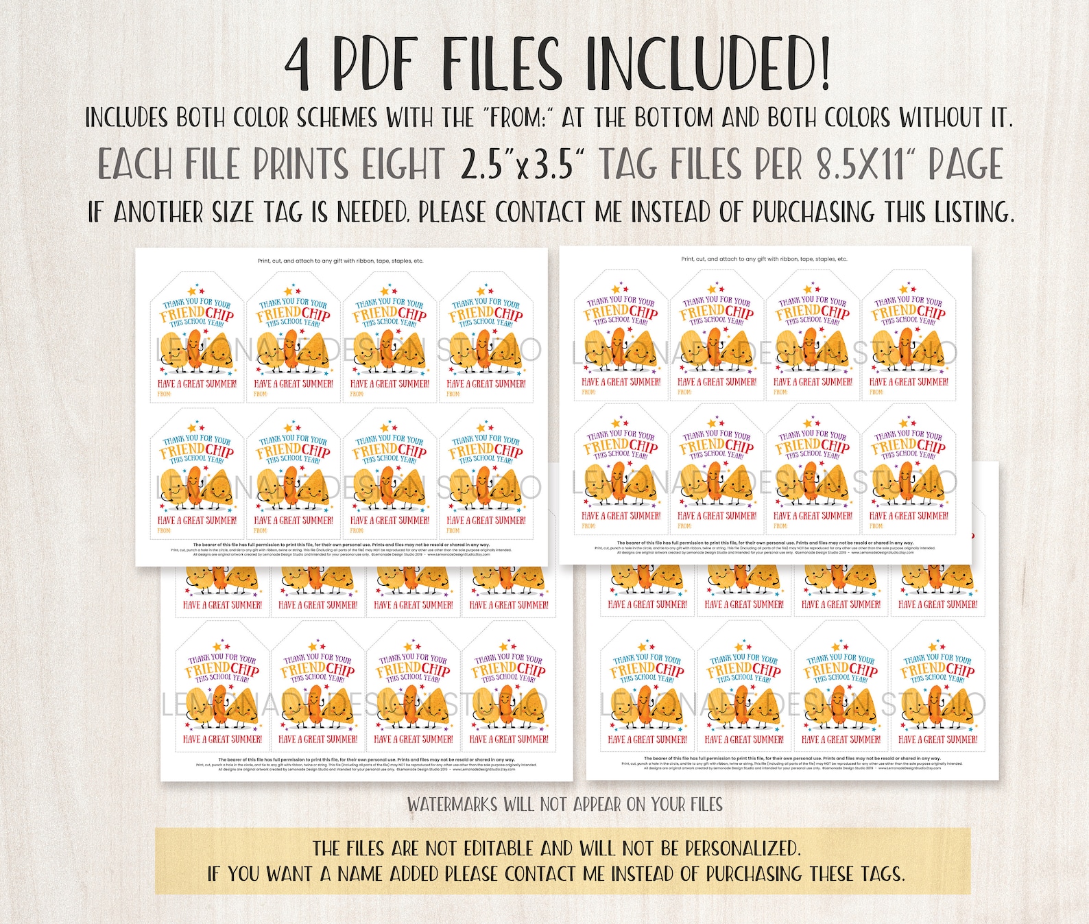 Last Day of School Printable Tag Classroom Treat Tag Friend Chip Bag ...