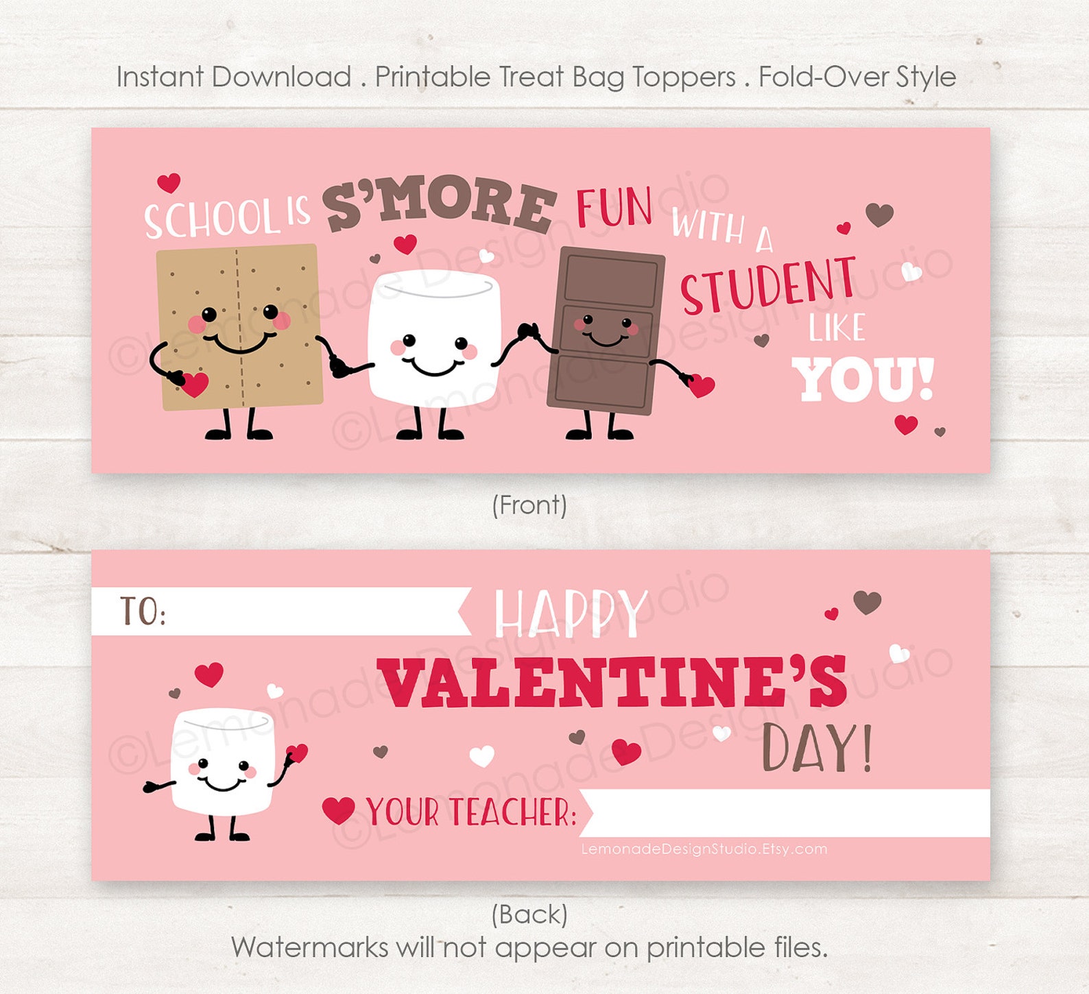 PRINTABLE Teacher Classroom Valentines Smores Valentine Treat - Etsy
