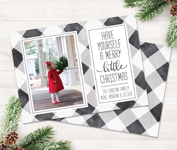 Buffalo Check Christmas Cards with Photo, Photo Christmas Card Photo ...
