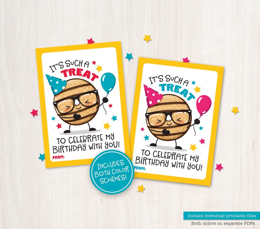 Printable Cookie Birthday Treat Tag Classroom Treat Bag Tag Fudge ...