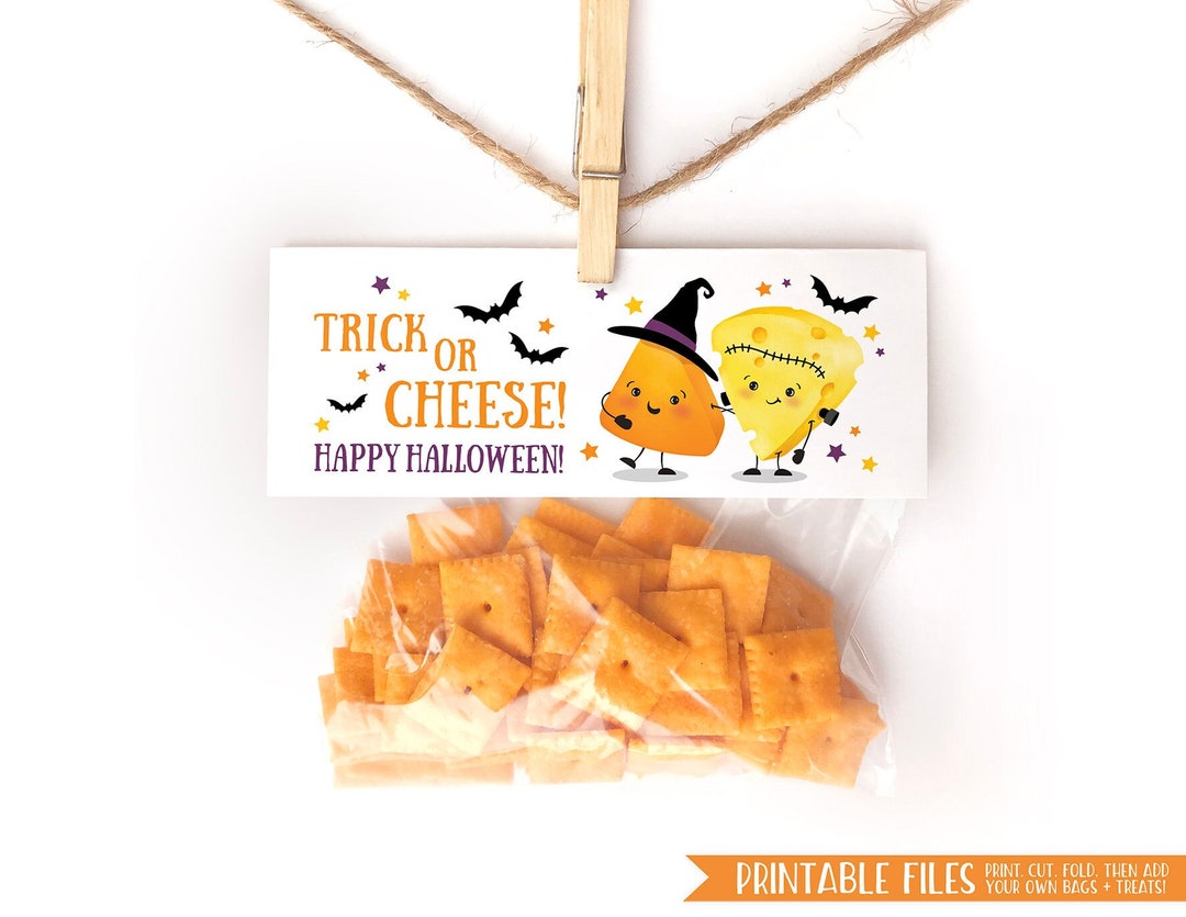 Printable Halloween Class Favors Treat Bag Toppers Cheese Halloween ...