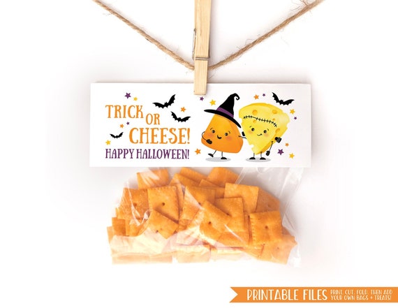 Printable Halloween Class Favors Treat Bag Toppers Cheese Halloween ...