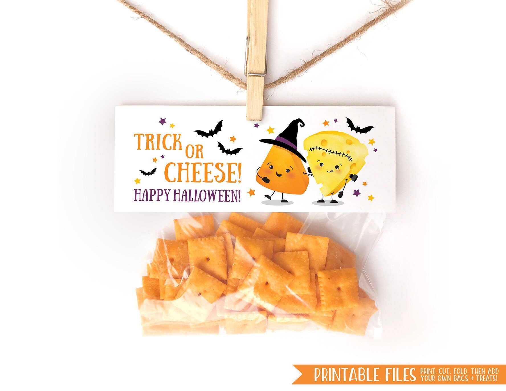 Printable Halloween Class Favors Treat Bag Toppers Cheese Halloween ...