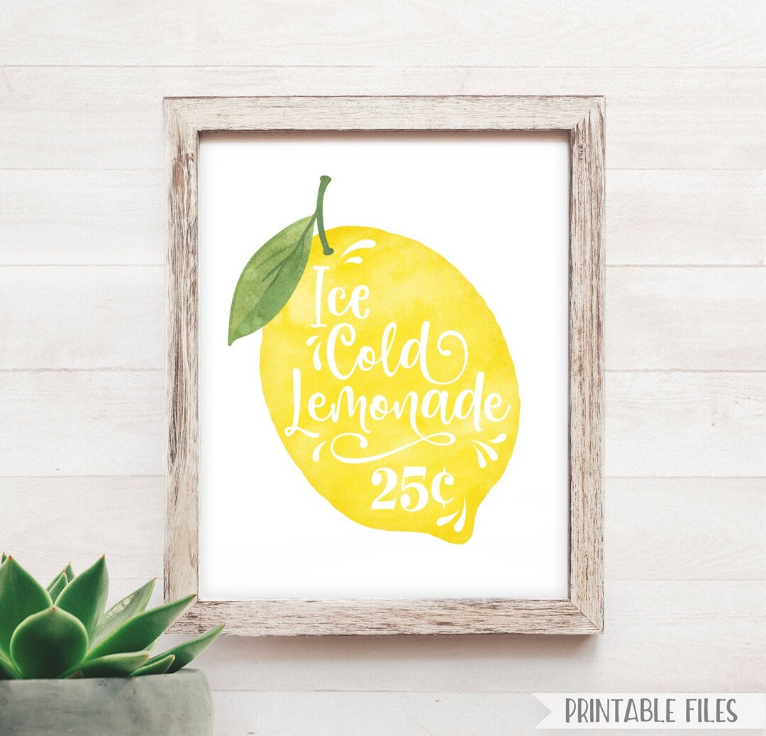 Lemon Decor PRINTABLE Lemonade Sign, Lemonade Stand Sign, Fresh ...