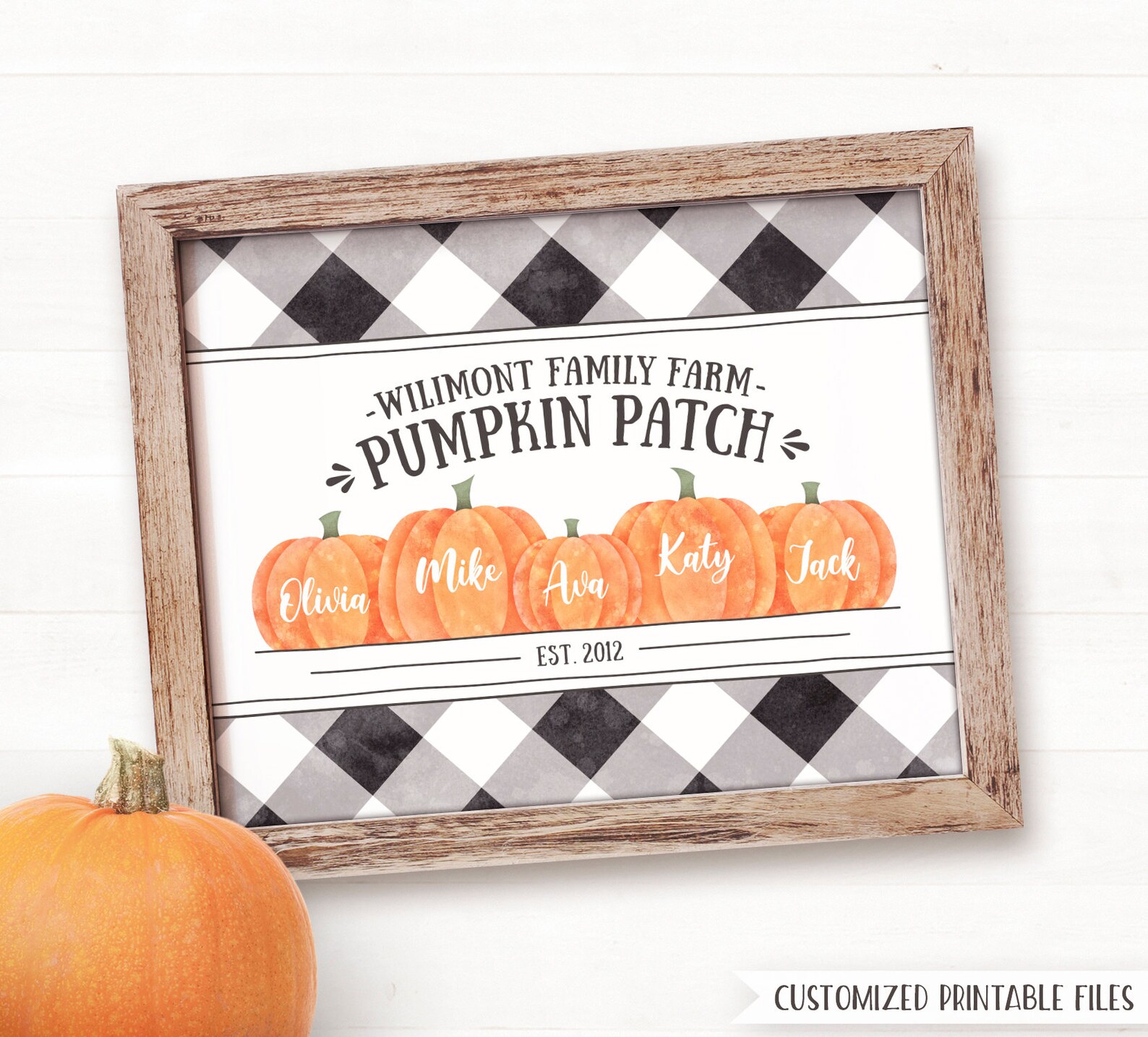 Fall Printable Wall Art Personalized Family Pumpkin Patch Sign | Etsy