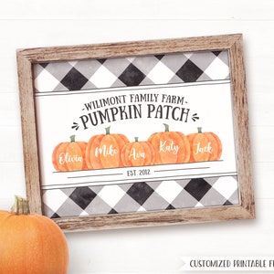 Fall Printable Wall Art Personalized Family Pumpkin Patch Sign - Etsy