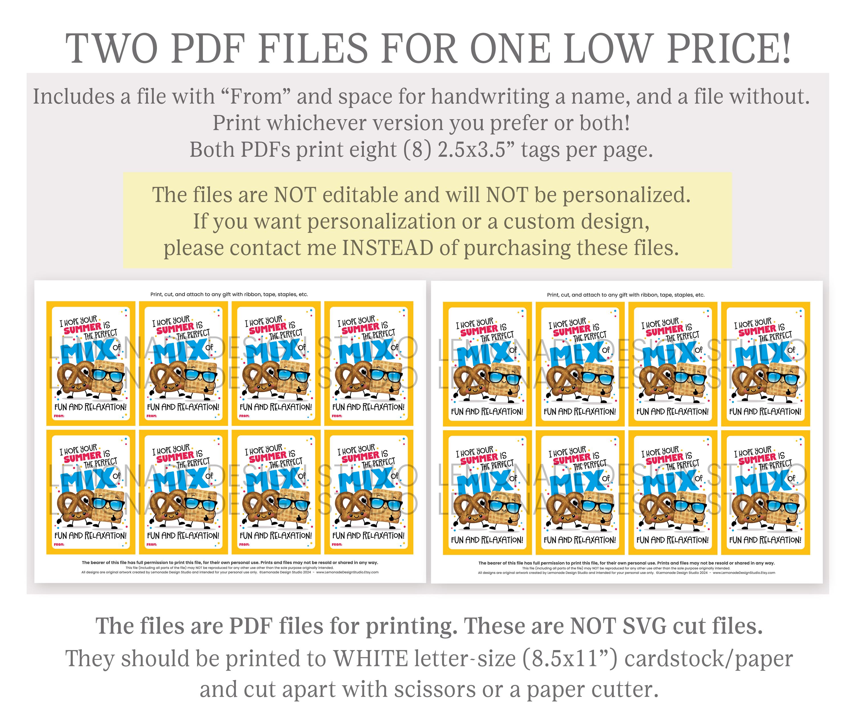 Printable Last Day of School Snack Mix Tags Classroom Treat Tag Pretzel ...