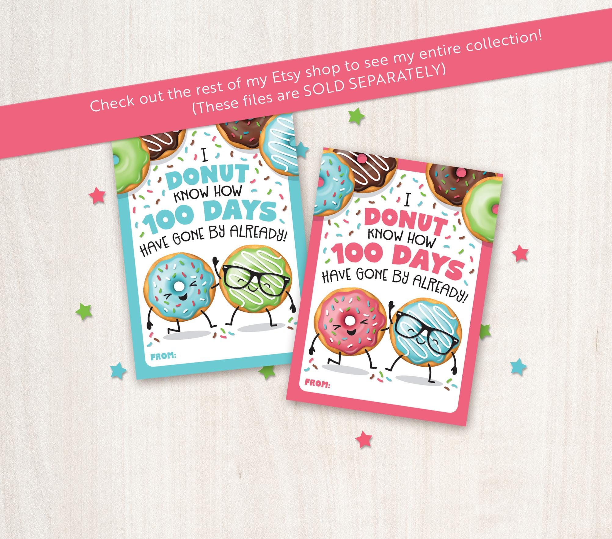 Kids Valentines Day Cards Donut Printable Valentine Treat Tags Kid ...