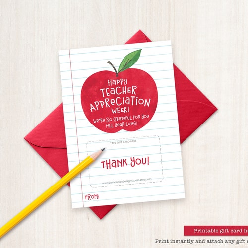 Teacher Appreciation Gift PRINTABLE Teacher Thank You Card End - Etsy