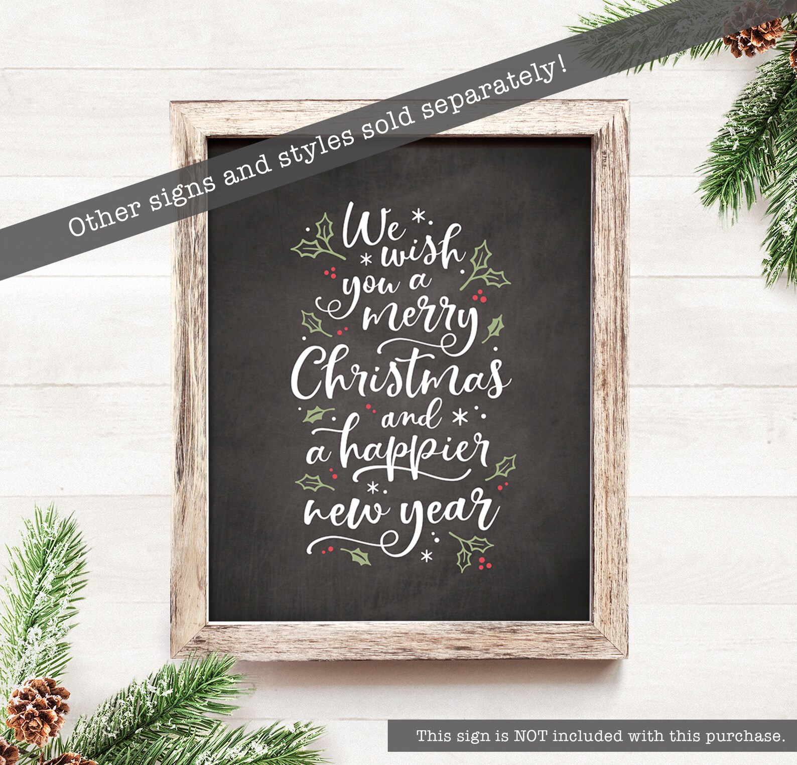 Printable Merry Christmas Sign Holiday Decor Holiday Sign | Etsy