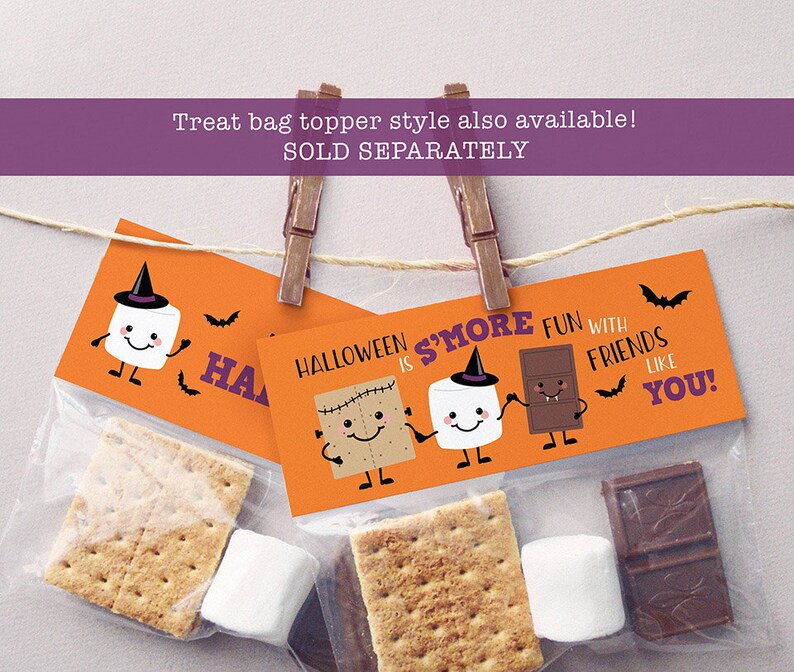 PRINTABLE Halloween Smore Tags Halloween Tags Smores Treat Bag Tags S ...