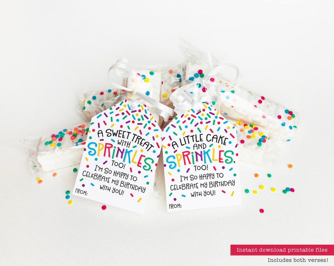 Printable Birthday Treat Tag Classroom Snack Cake Cupcake Cookies ...