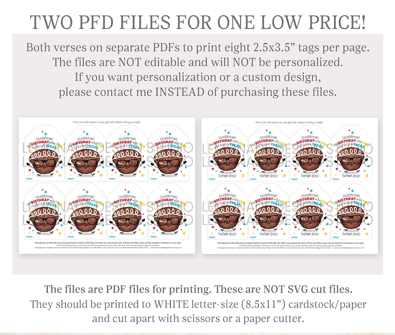 Printable Birthday Treat Tag Classroom Birthday Treat Prepackaged Party ...