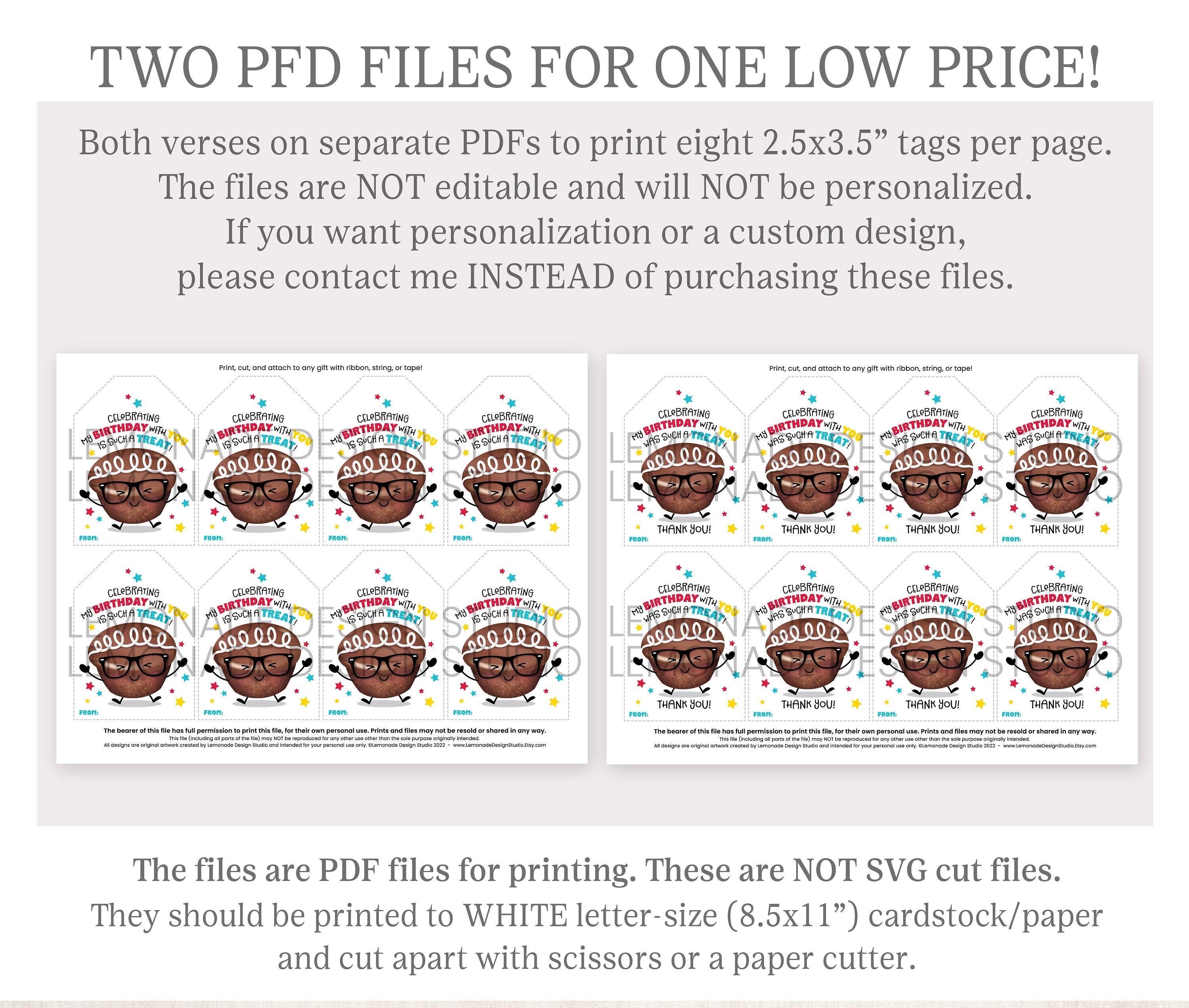 Printable Birthday Treat Tag Classroom Birthday Treat Prepackaged Party ...